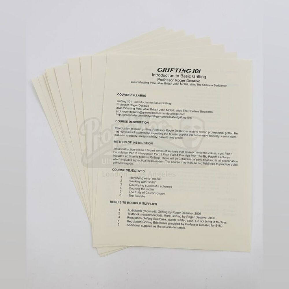 Lot # 285 - S6E09 - Grifting 101 : Seven Grifting 101 Syllabi