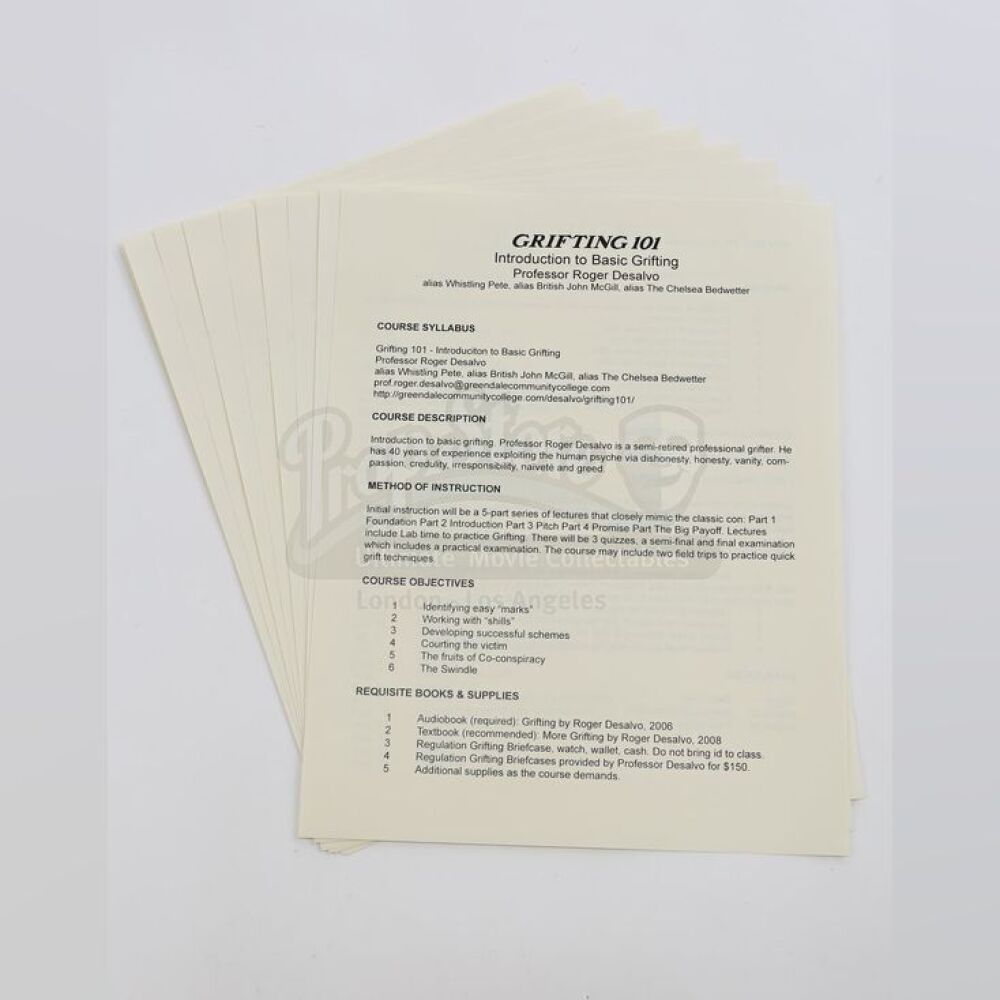 Lot # 309 - S6E09 - Grifting 101 : Seven Grifting 101 Syllabi