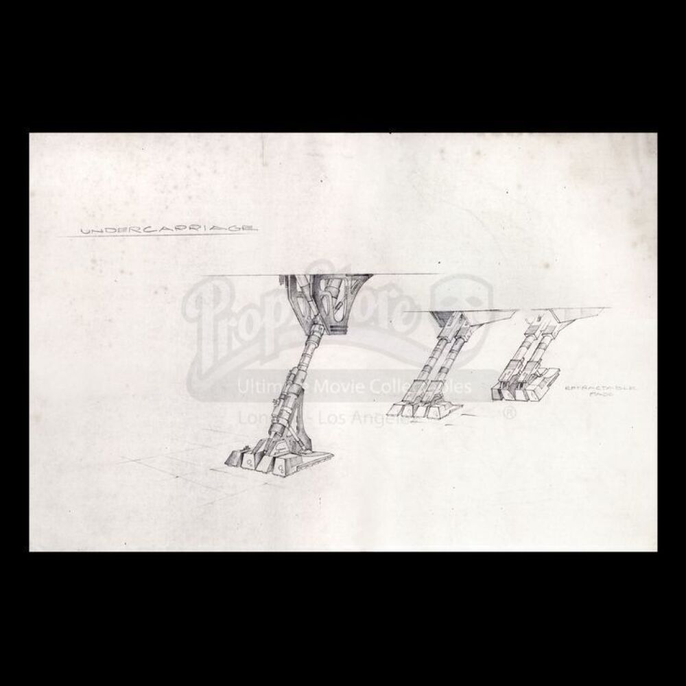 Lot # 25 - Harry Lange Auction - Print of Space Ship Undercarriage with ...