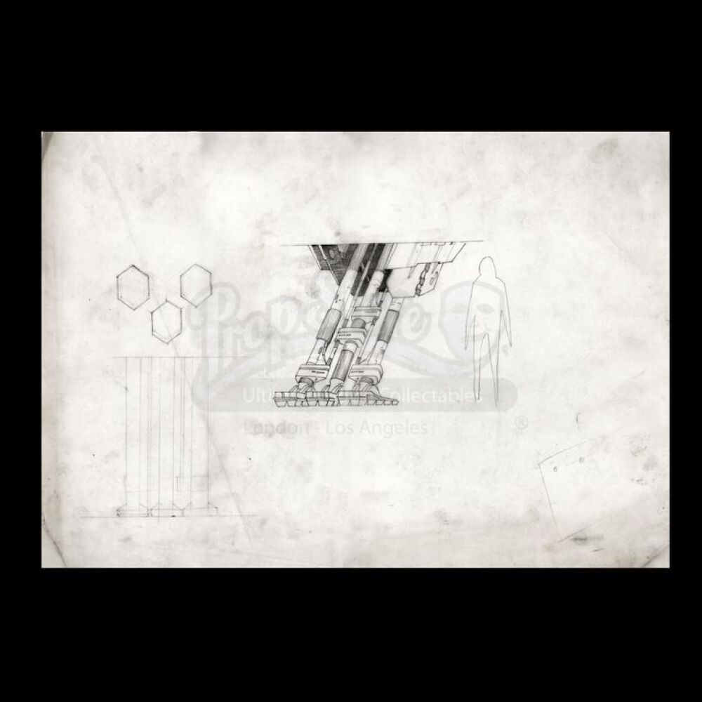 Lot # 37 - Harry Lange Auction - Hand-Drawn Star Ship Landing Gear