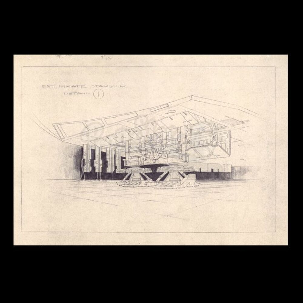 Lot # 38 - Harry Lange Auction - Print of Pirate Star Ship Exterior ...