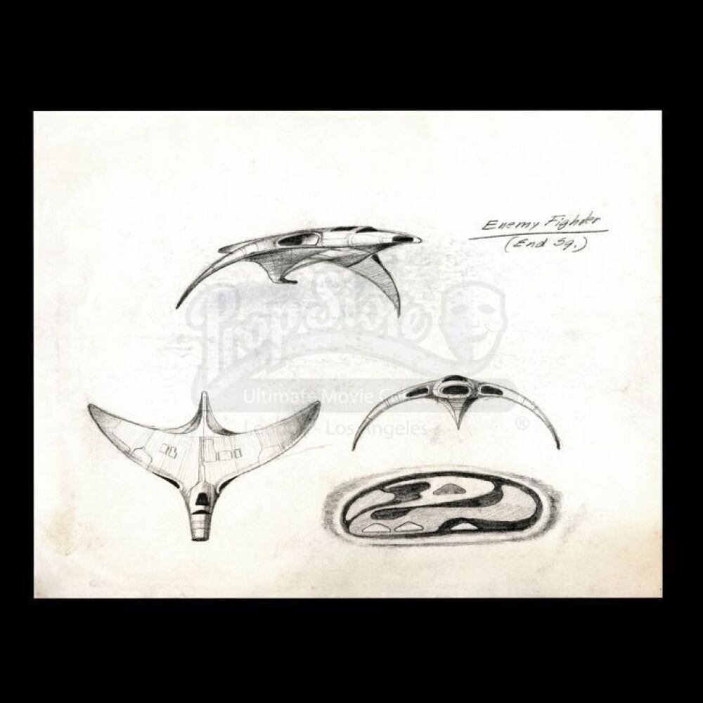 Lot # 53 - Harry Lange Auction - Hand-Drawn Designs of Enemy Fighter ...