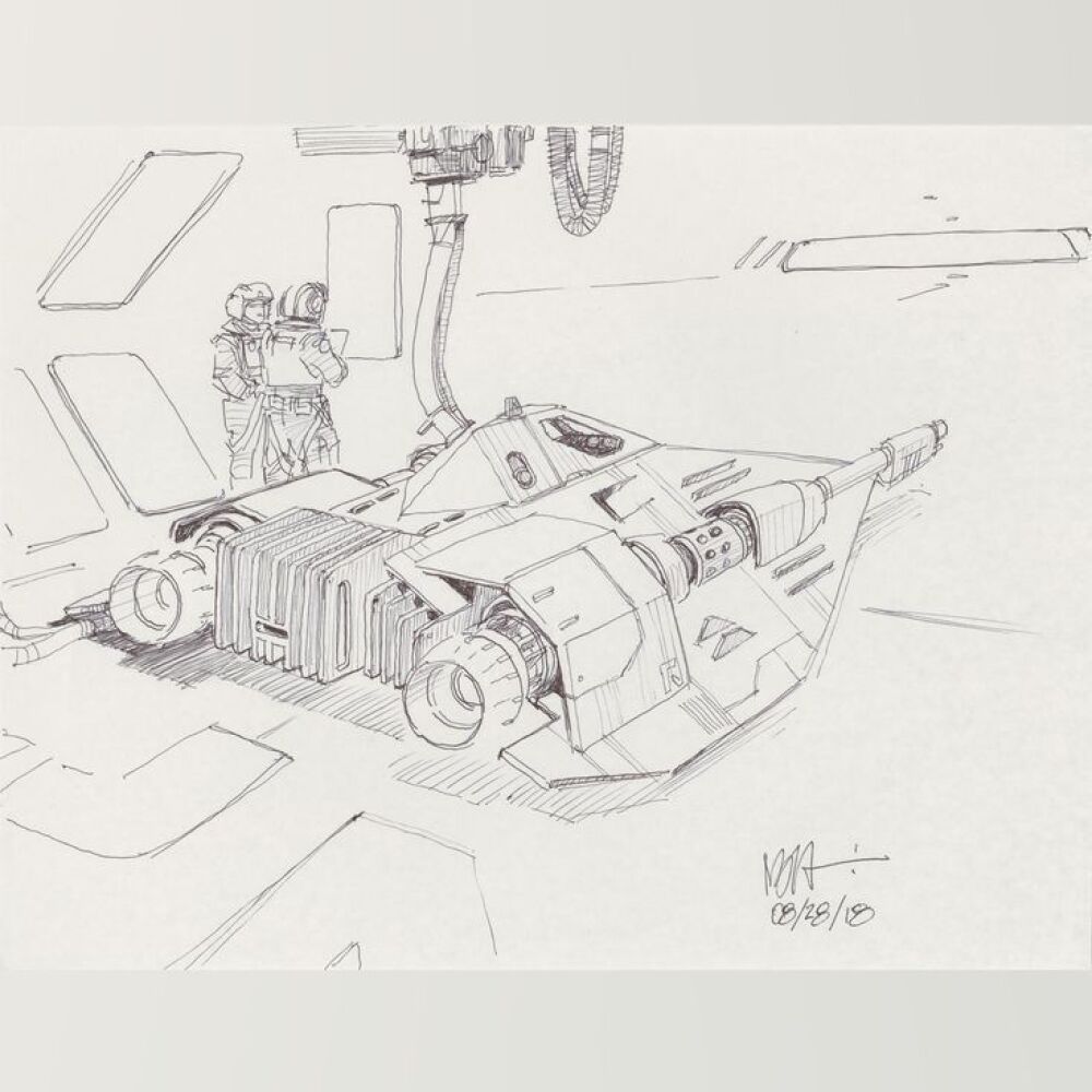 Lot # 96: Rebel Snowspeeder Sketch - Refueling