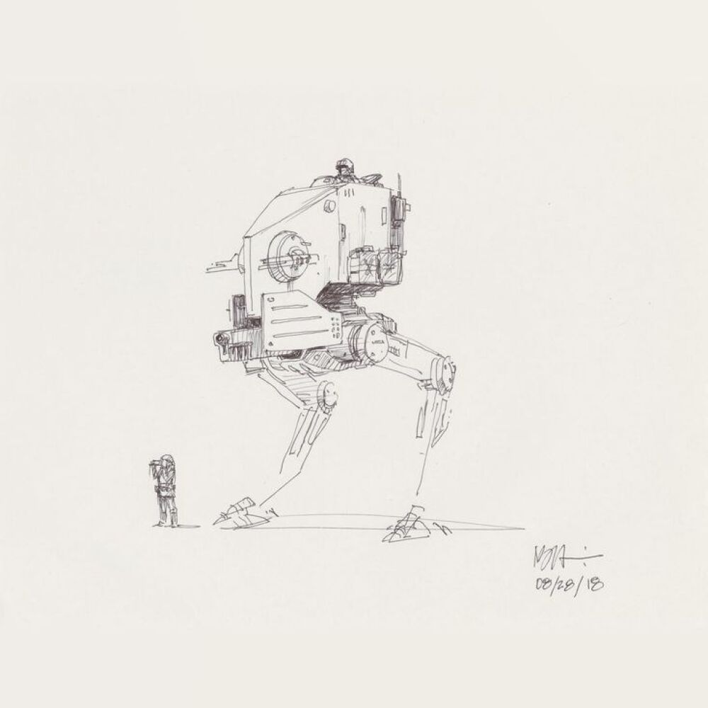 Lot # 135: Two-legged Walker Concept Sketch - with Scout