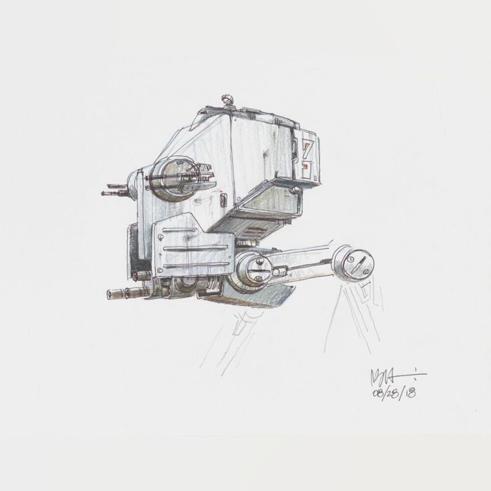 Lot # 150: Two-legged Walker Cockpit Colored Sketch