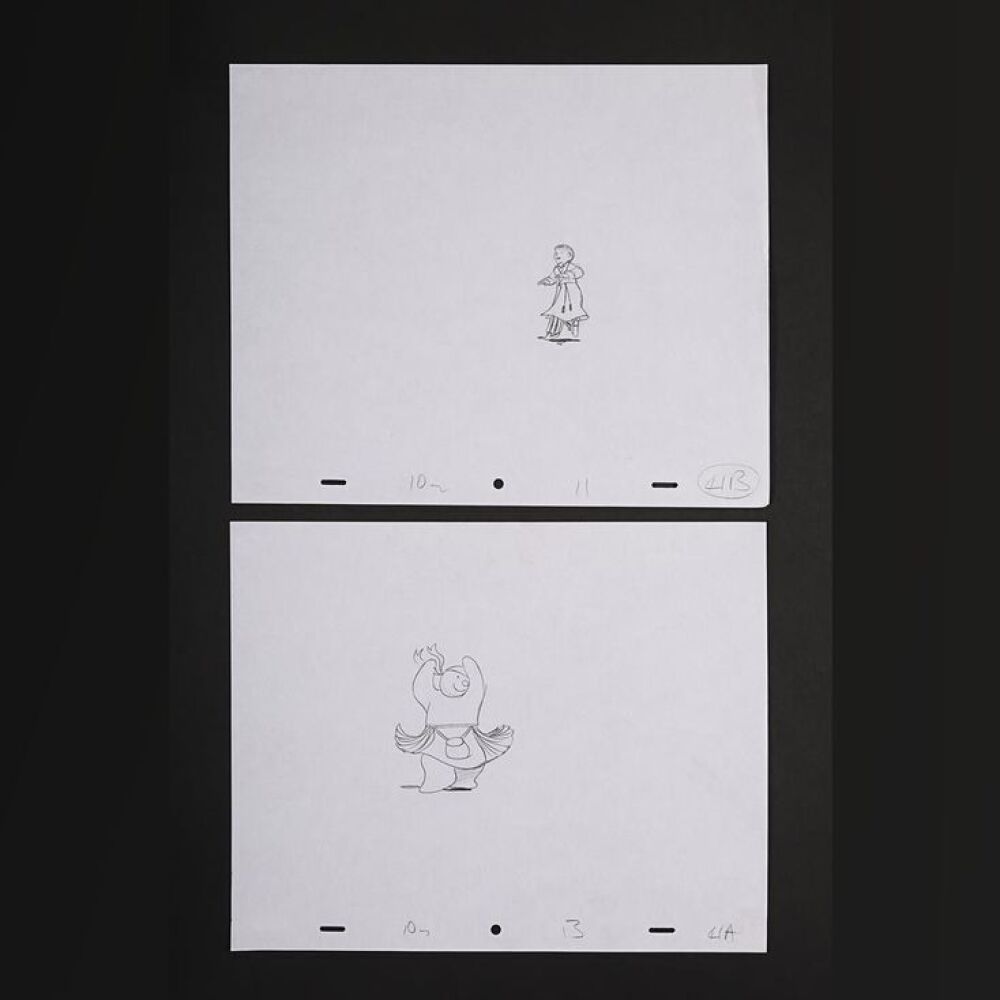 Lot #374 - THE SNOWMAN (1982) - Two Rough Animation Cels 1982