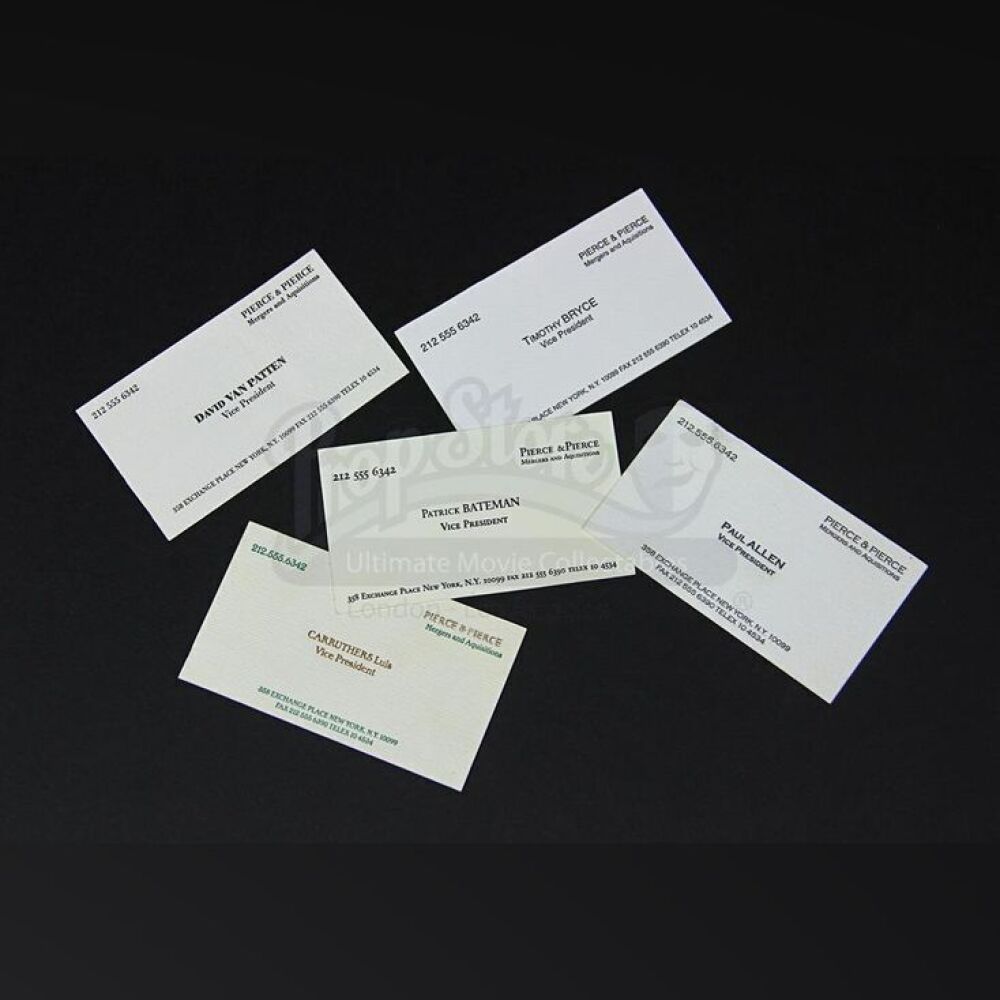 AMERICAN PSYCHO (2000) - Set of Prop Pierce & Pierce Business Cards