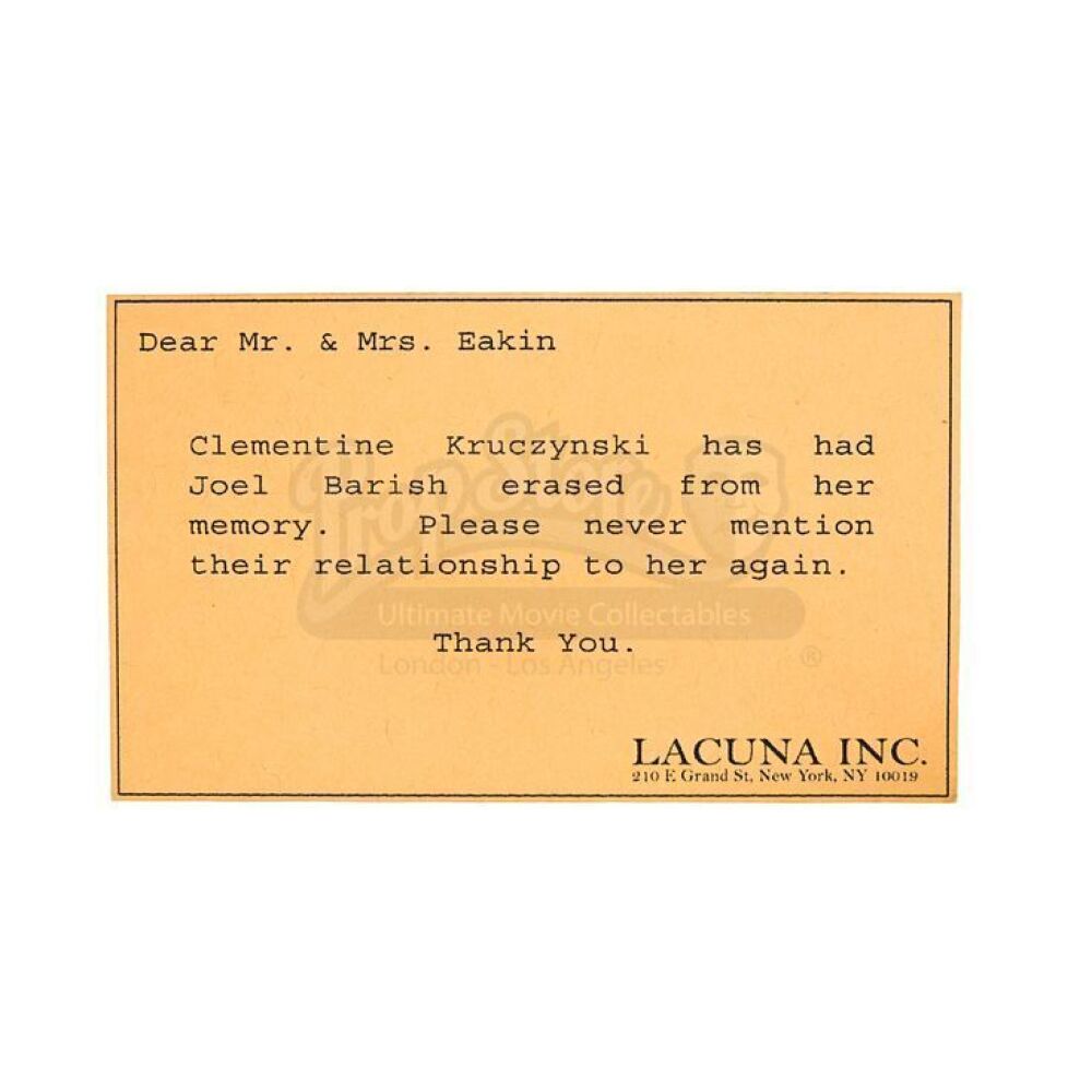 Lot #62 - Eternal Sunshine Of The Spotless Mind - Clementine's (Kate ...