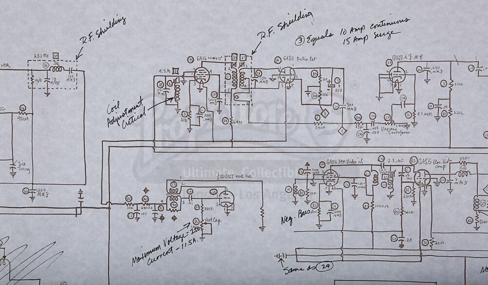 Lot #66 - BACK TO THE FUTURE PART III (1990) - Flux Capacitor Schematic