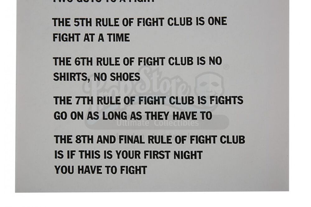 Lot #248 - FIGHT CLUB (1999) - Fight Club Rules Sheet