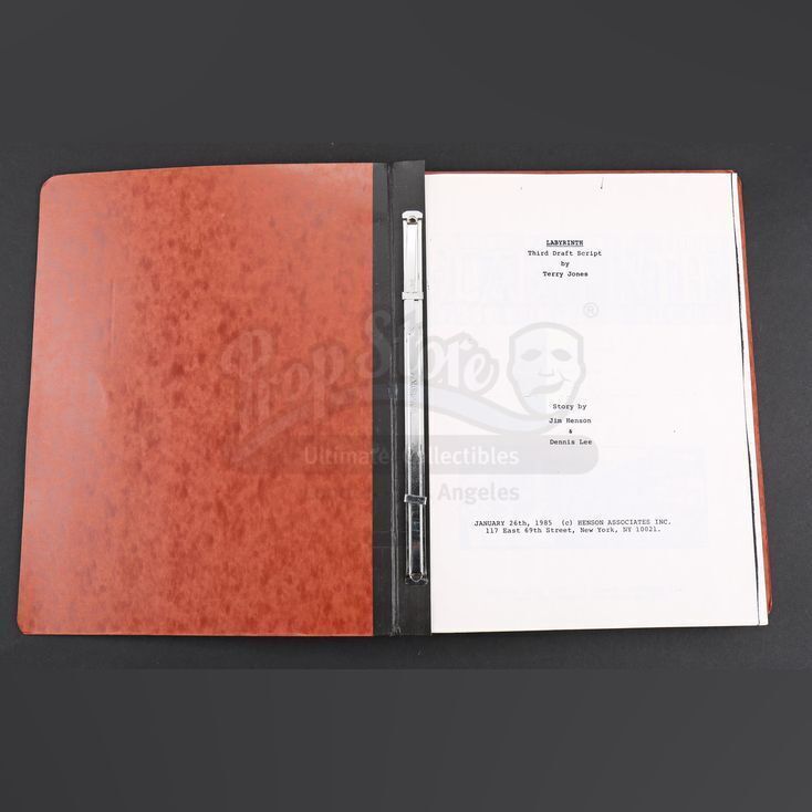 Lot # 822: LABYRINTH (1986) - Third Draft Script