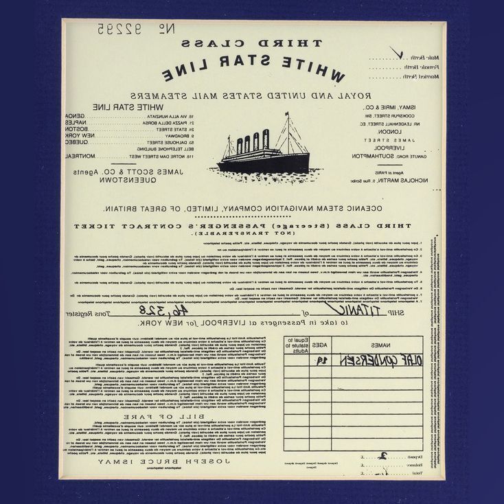 Lot # 1366: Titanic (1997) - Olaf Gundersen's (Bjorn Olsen) Framed ...