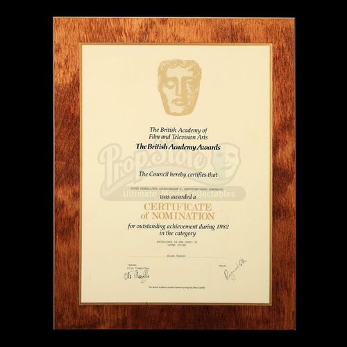 BLADE RUNNER (1982) - BAFTA Certificate of Nomination