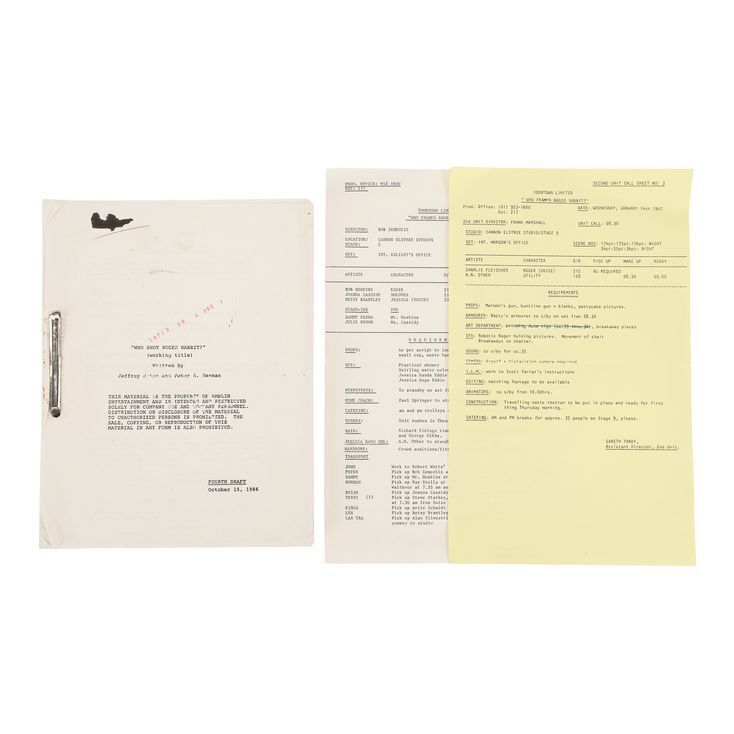 Lot # 972: WHO FRAMED ROGER RABBIT (1988) - Fourth Draft Script with ...
