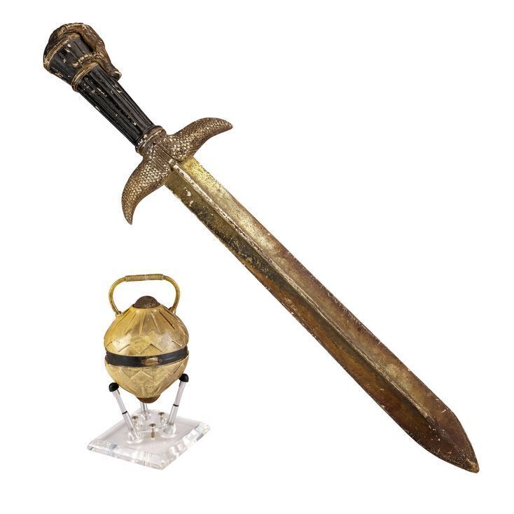 Lot # 833: FLASH GORDON (1980) - Hawkman Grenade and Sword