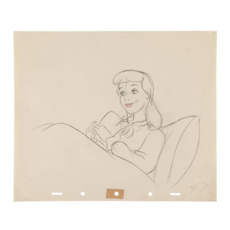 343. Cinderella In Bed Original Production-Era Animation Pencil Drawing ...