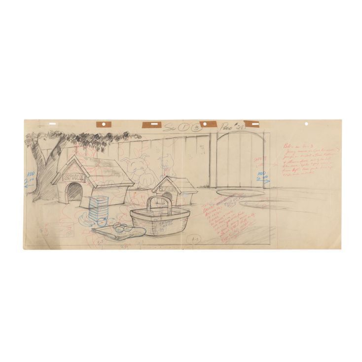 397. Spike and Tyke Original Camera Layout Pencil Drawing ### PUP ON A ...