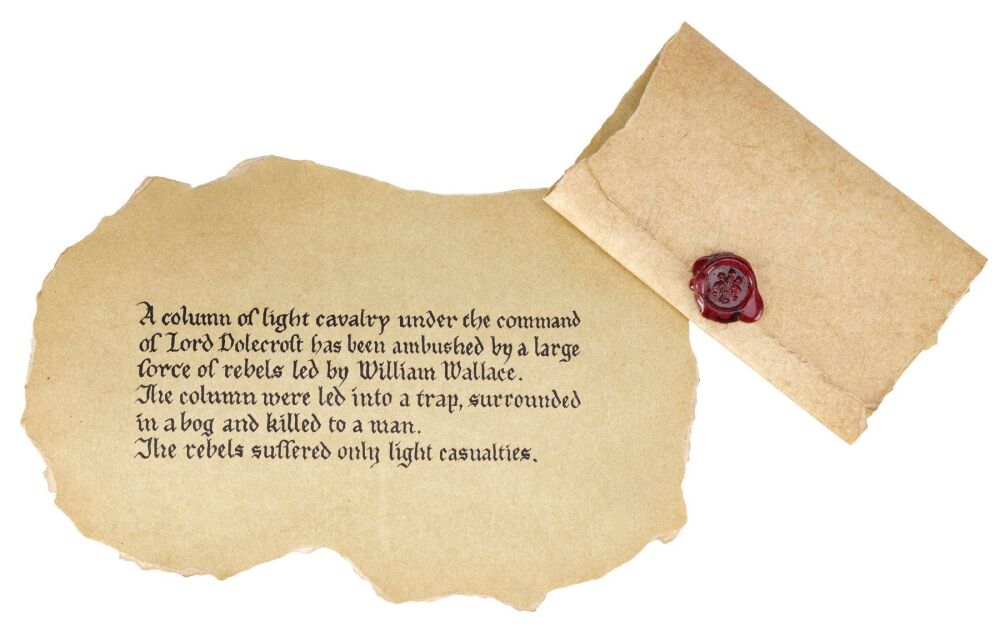 Lot #62: Pair of Parchment Messages ### BRAVEHEART (1995)
